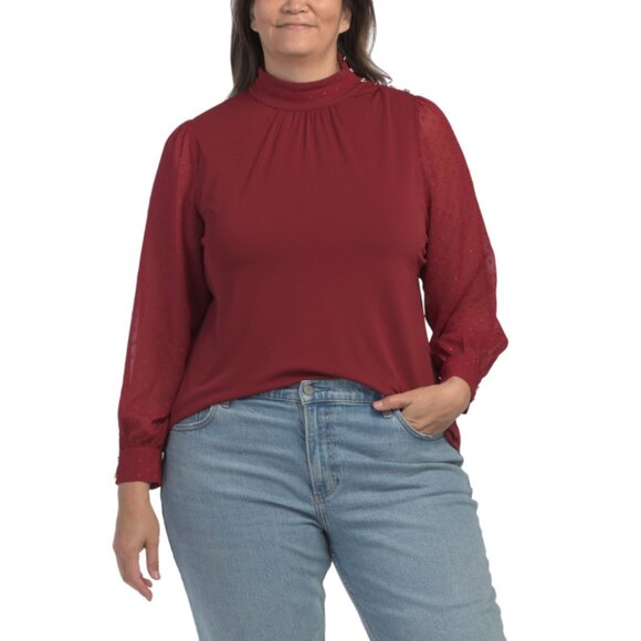 BELLDINI BLACK | Tops | Belldini Black Cranberry Plus Mixed Media Top ...